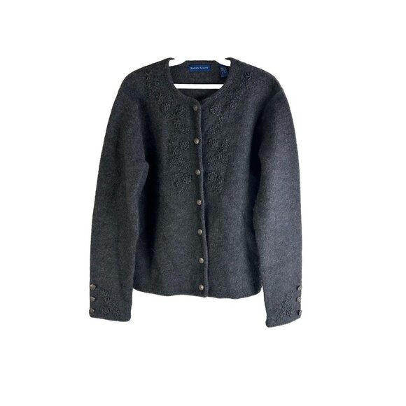 Vintage | Sweaters | Vintage 9s Worsted Wool Floral Embroidered ...